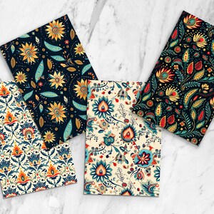 20 Boho Indian Pattern Digital Paper, Vibrant Floral and Geometric ...