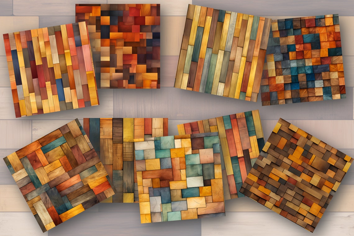 16 Autumn Colored Wood Digital Paper, Home Decor, Scrapbooking ...