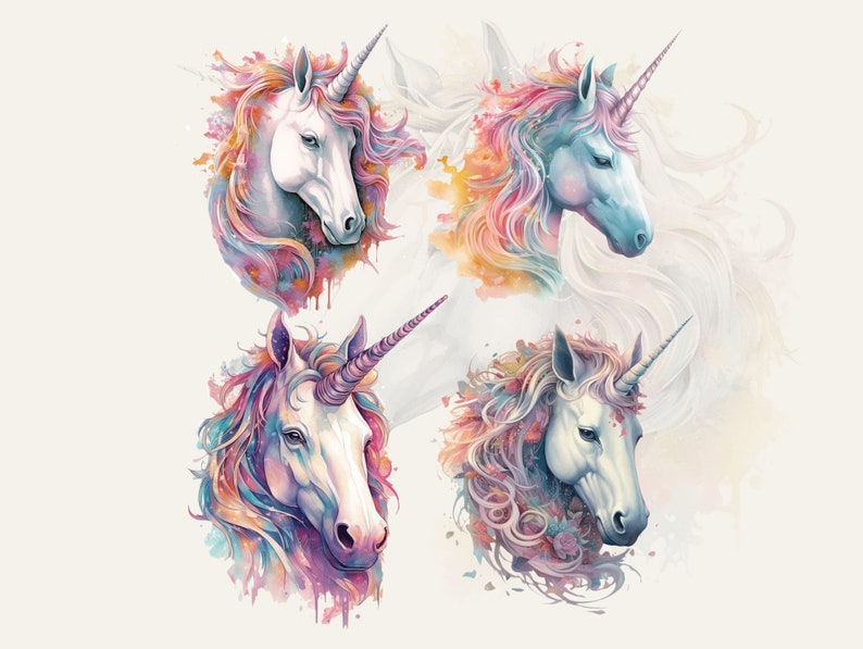 Unicorn Clipart Bundle Digital Unicorn Art Transparent - Etsy