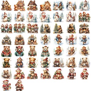 51 Christmas Bear Clipart, Winter Theme Bear, Scrapbooking, Invitations ...