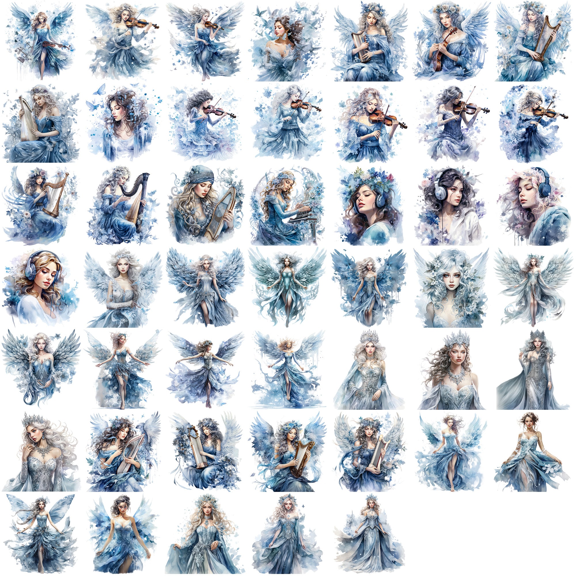 Winter Fairy Clipart Set | 47 Ethereal Winter PNG Designs | Perfect for ...