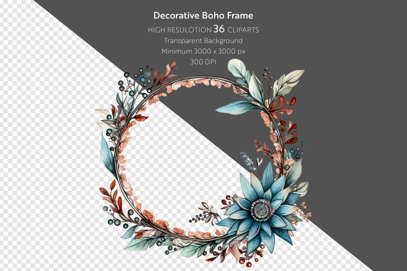 Decorative Boho Frame Clipart 36 High-quality PNG Designs for ...