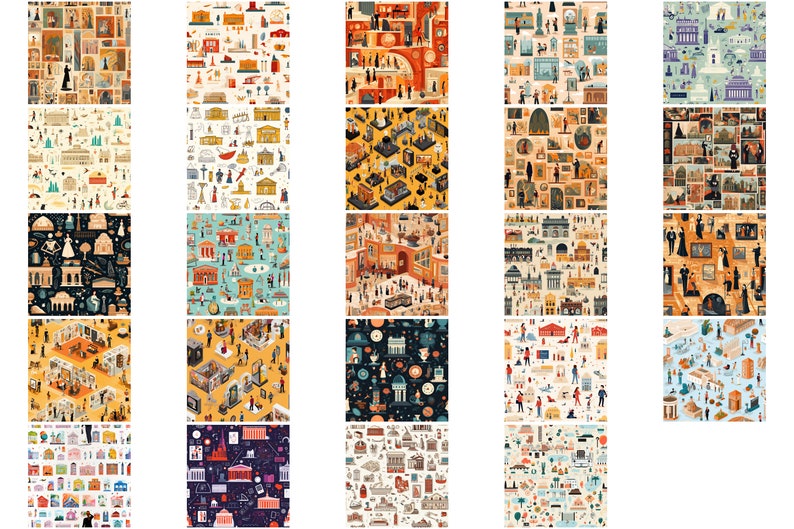24 Fascinating City View Seamless Digital Papers Urban Illustrations ...