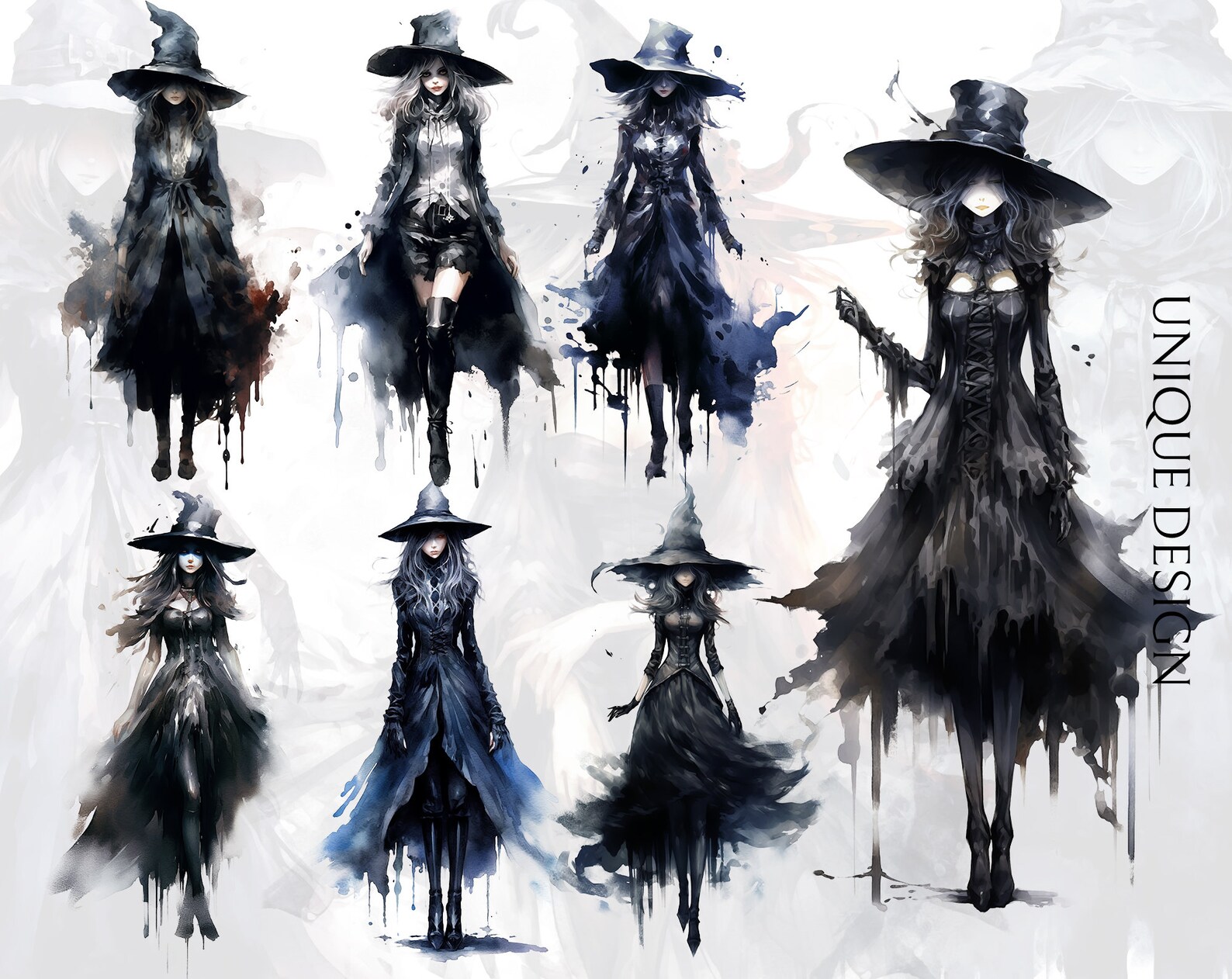 Gothic Witch PNG, 44 PNG Legendary Art, Transparent Background, Instant ...