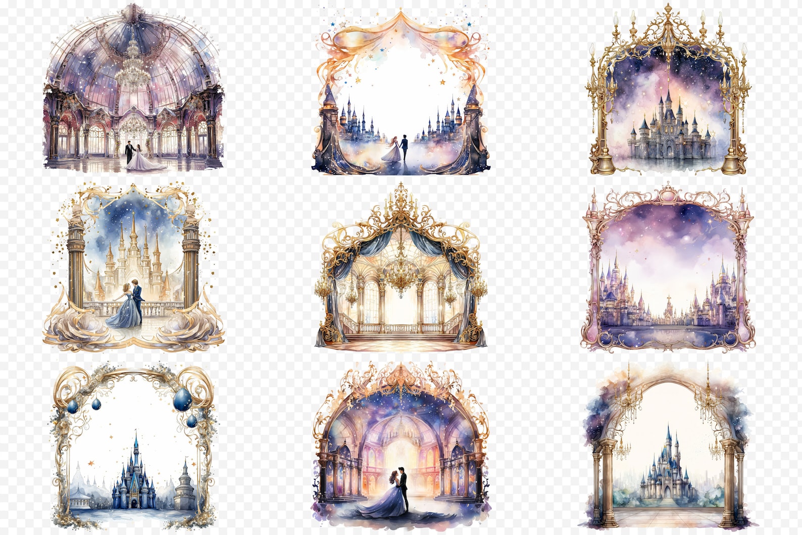 Fairytale Ballroom Frame Clipart, 27 PNG Image Princess Ballroom Border ...