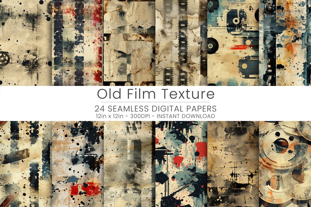 24 Old Filmtexture Digital Paper, Repeating Pattern, Home Decoration ...