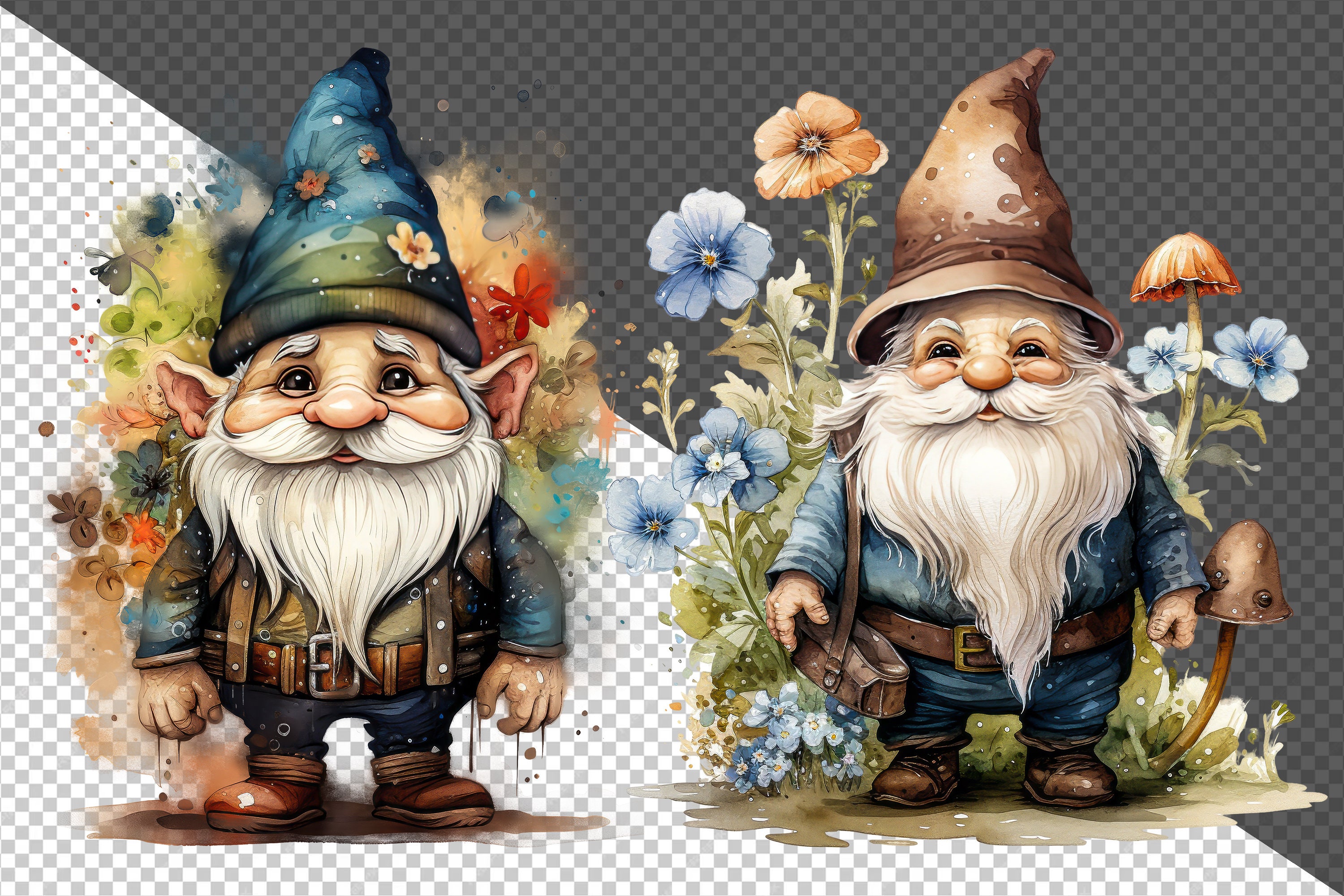 Whimsical Gnome Clipart, 31 PNG Gnome, Playful Gnome Illustrations ...