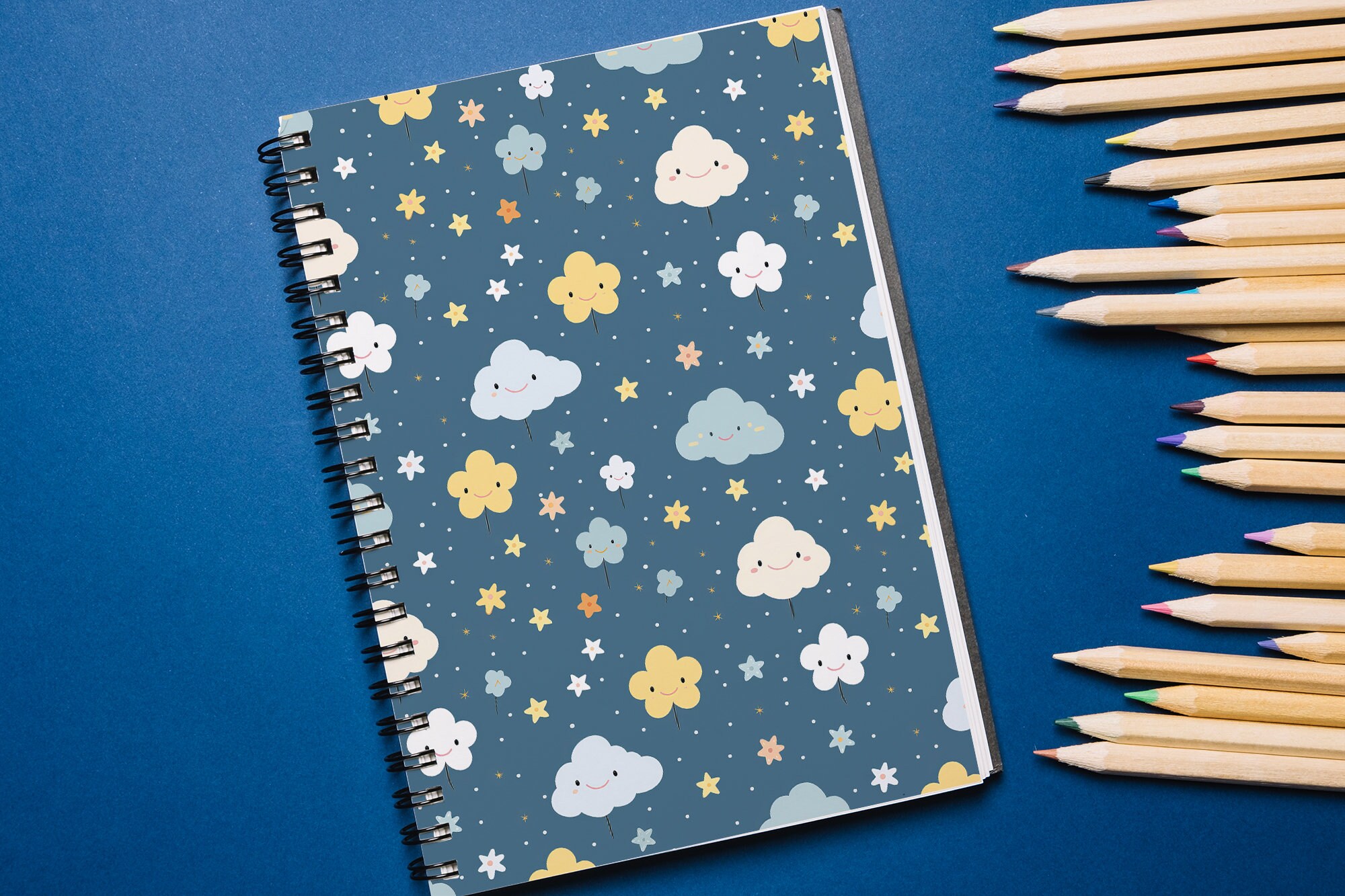Colorful and Cute Flower and Cloud Characters - 35 Seamless Digital ...