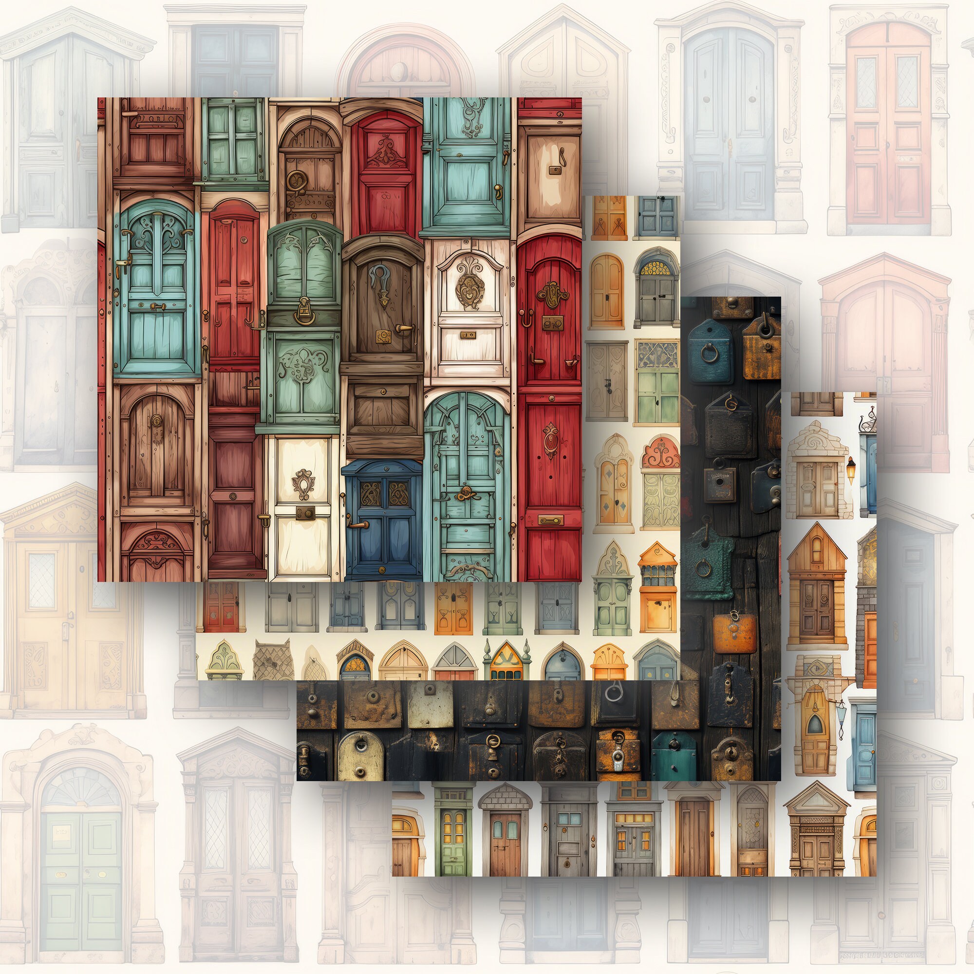 26 Antique Patterned Door Digital Paper Vintage Elegance for Your ...