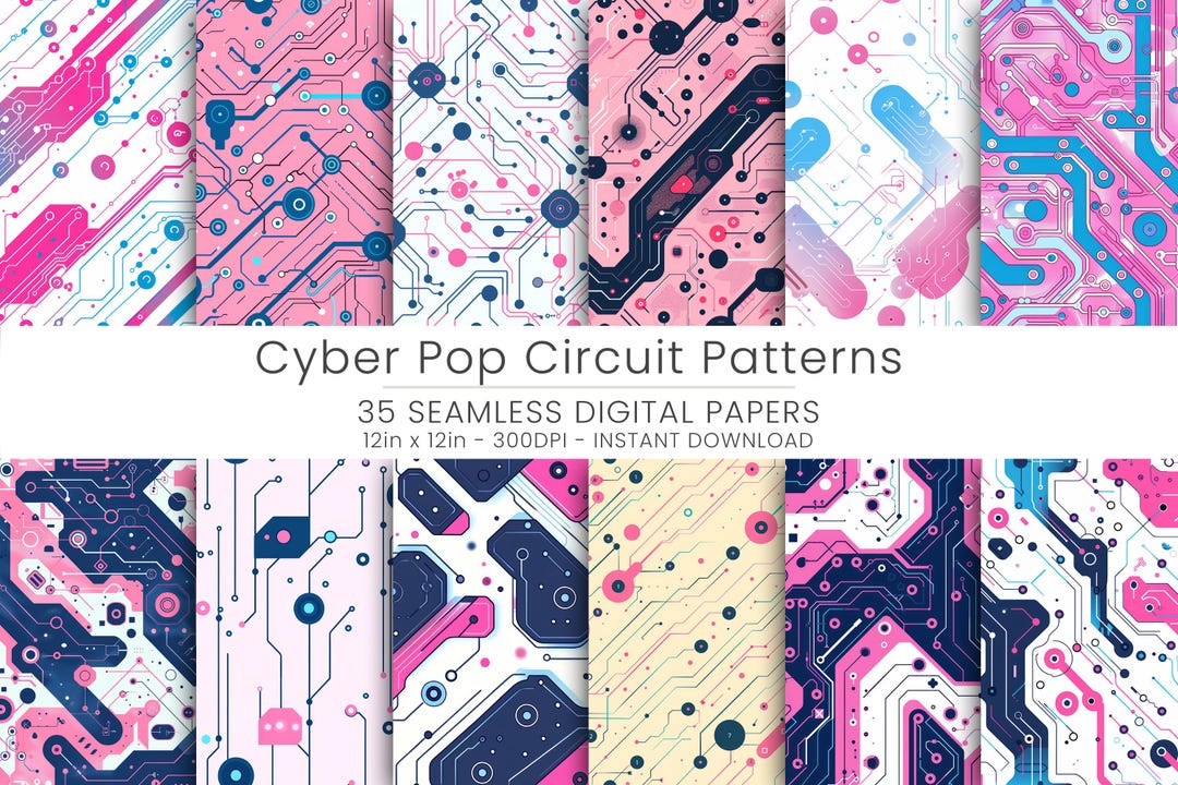 35 Cyber Pop Circuit Patterns Seamless - Futuristic Digital Designs for ...