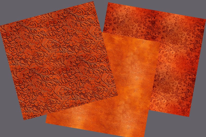 20 Burnt Orange Floral Bliss Seamless Patterns - Warm Digital Designs ...