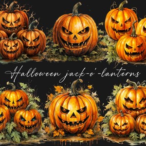 Halloween Jack-o'-lanterns Clipart - 22 PNG - Spooky Pumpkin ...