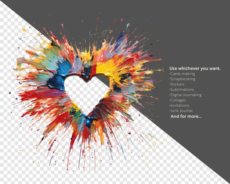 Watercolor Splash Heart Clipart, 27 Colorful Pngs (digital Download) - Etsy