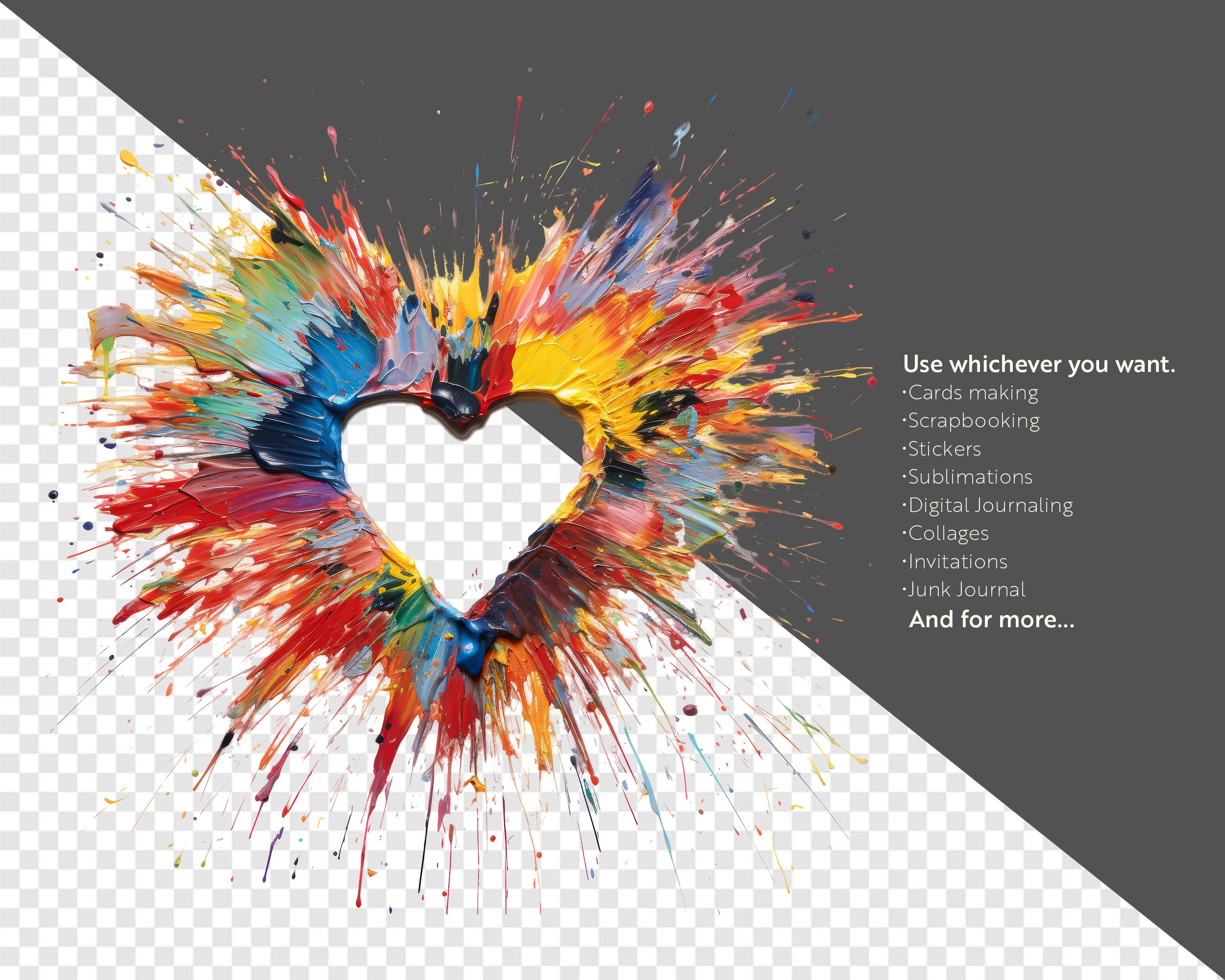 Watercolor Splash Heart Clipart, 27 Colorful Pngs (digital Download) - Etsy