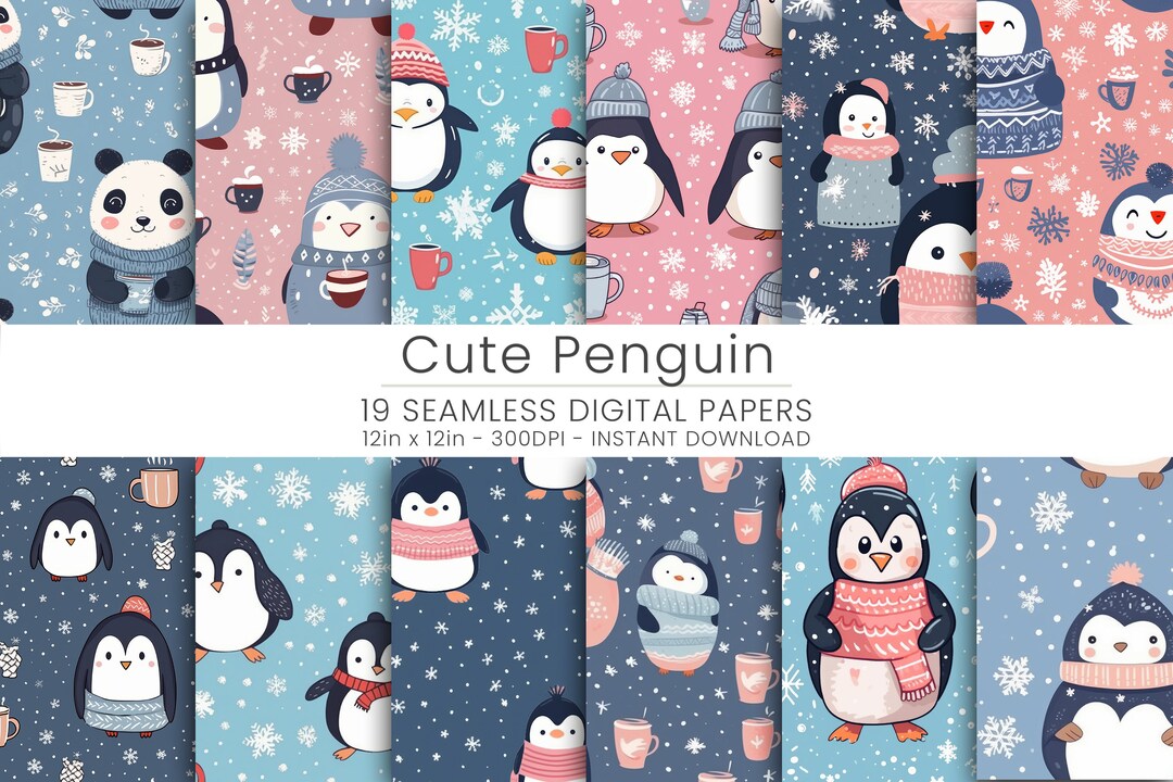 19 Cute Penguin Digital Paper, Seamless Pattern,home Decor, Repeatable ...