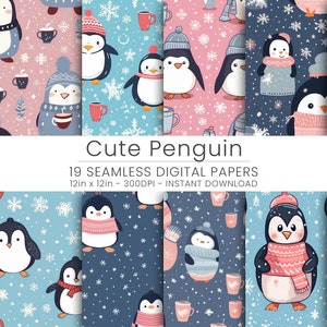 19 Cute Penguin Digital Paper, Seamless Pattern,home Decor, Repeatable ...
