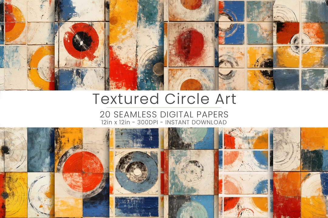 20 Textured Circle Art Digital Paper, Repeating Pattern, Scrapbooking ...