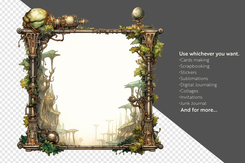 Steampunk Forest Frames 26 Enchanting PNG Designs for Crafts ...