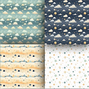 34 Starry Night Digital Paper, Cosmic Skies Backgrounds, Galaxy and ...