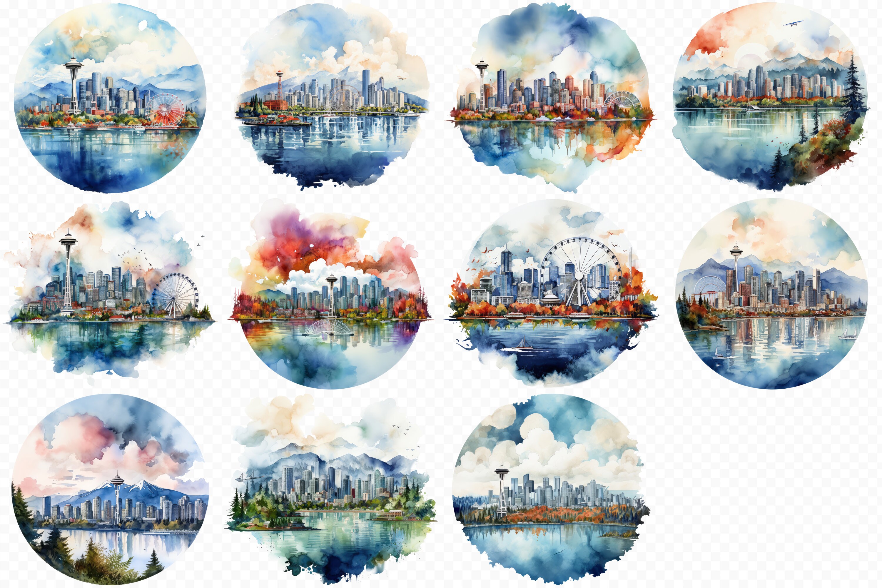 Vancouver Skyline Clipart PNG 23 Urban Cityscape Silhouette Overlay for ...