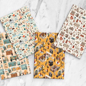 24 Fascinating City View Seamless Digital Papers Urban Illustrations ...