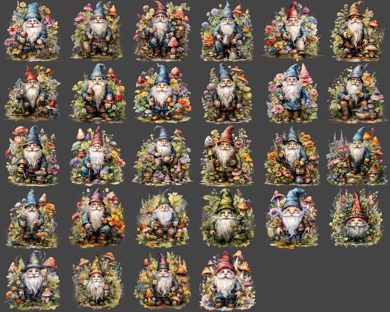 Forest Gnome Clipart, Woodland Gnome PNG, Whimsical Nature Gnome ...