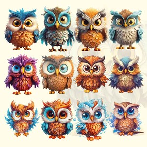 Owl Clipart Bundle - Digital Owl Art, Transparent Background, Instant ...