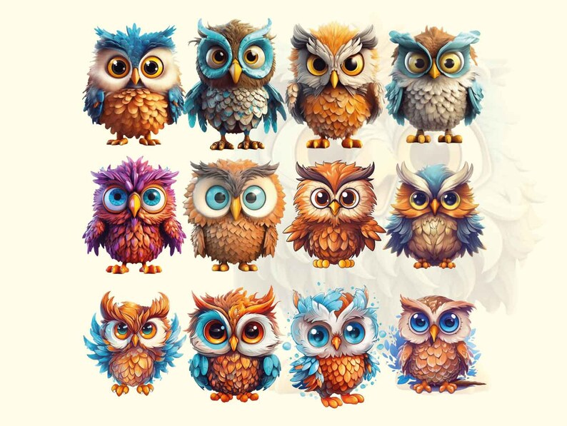 Owl Clipart Bundle Digital Owl Art, Transparent Background, Instant ...