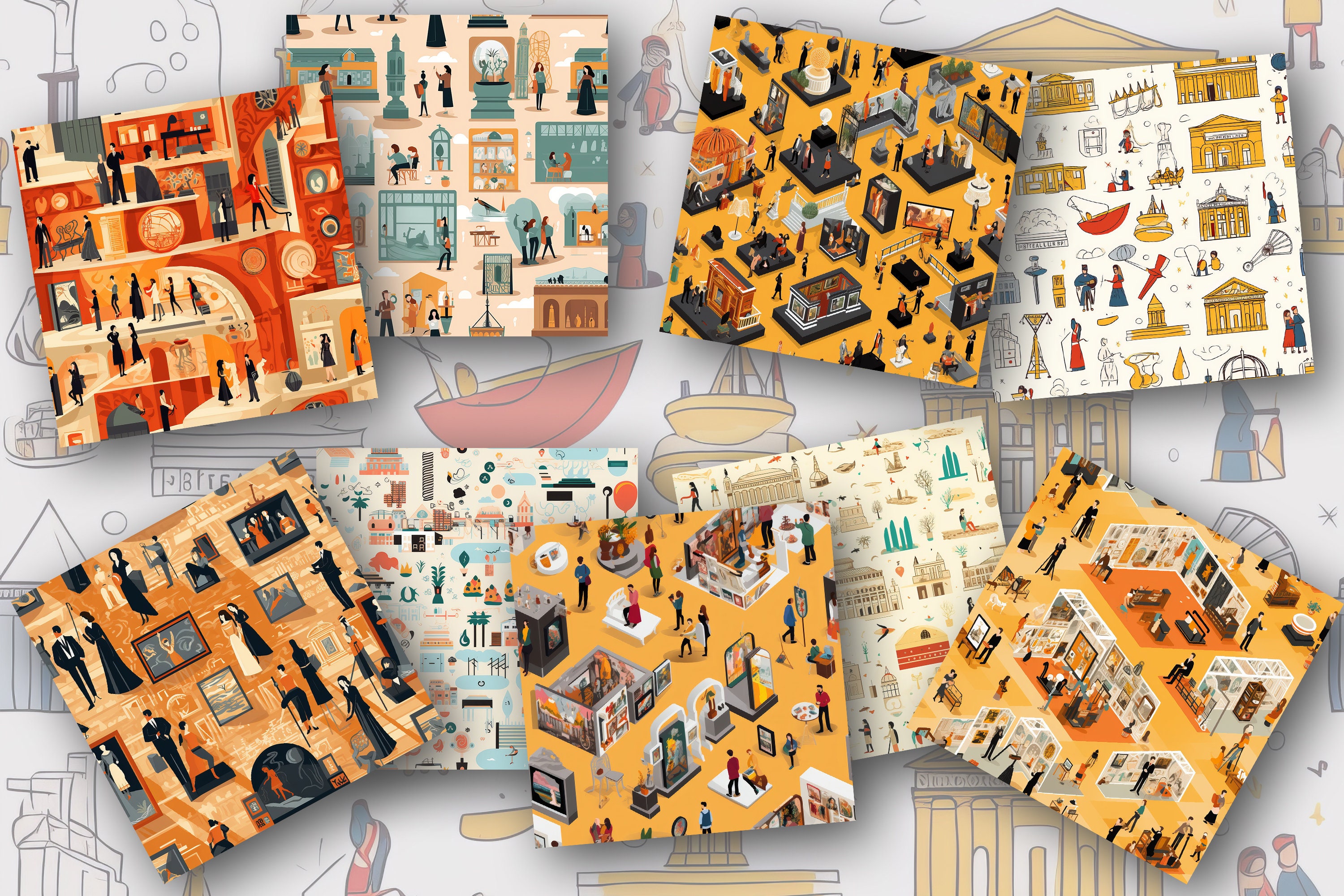 24 Fascinating City View Seamless Digital Papers Urban Illustrations ...