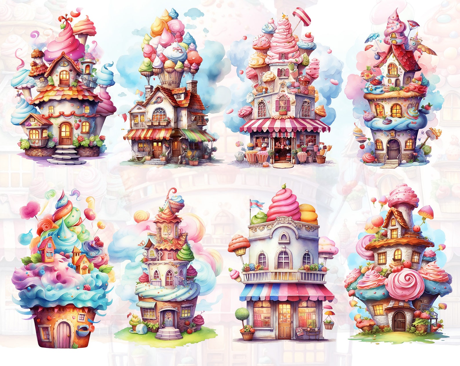 Whimsical Bakery 54-piece, Instant Download, PNG Download, Transparent ...
