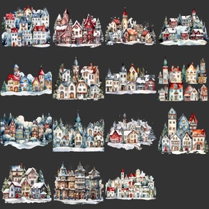 Christmas Villages Clipart, Winter Holiday House 22 PNG, Festive Winter ...
