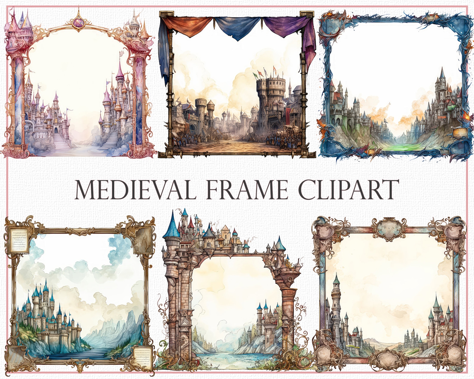 Medieval Frame Clipart 23 Vintage Borders, Renaissance Design, Old ...