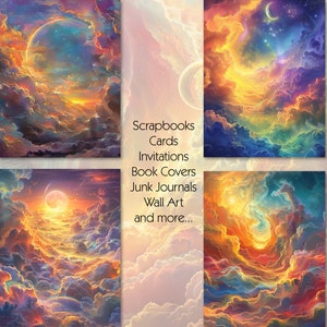 24 A Magical Sky Digital Paper, Backgrounds - Instant Download ...