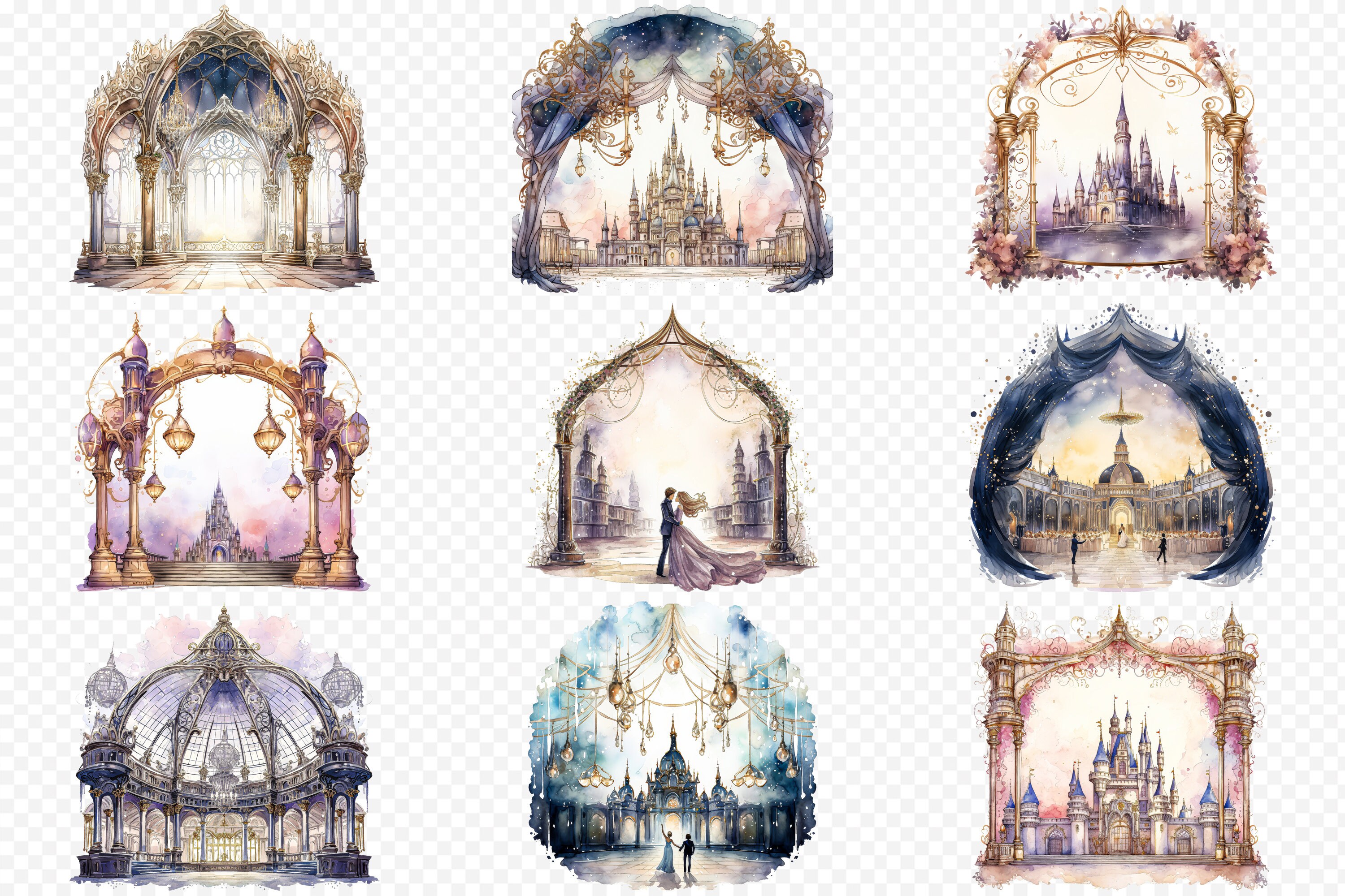 Fairytale Ballroom Frame Clipart, 27 PNG Image Princess Ballroom Border ...
