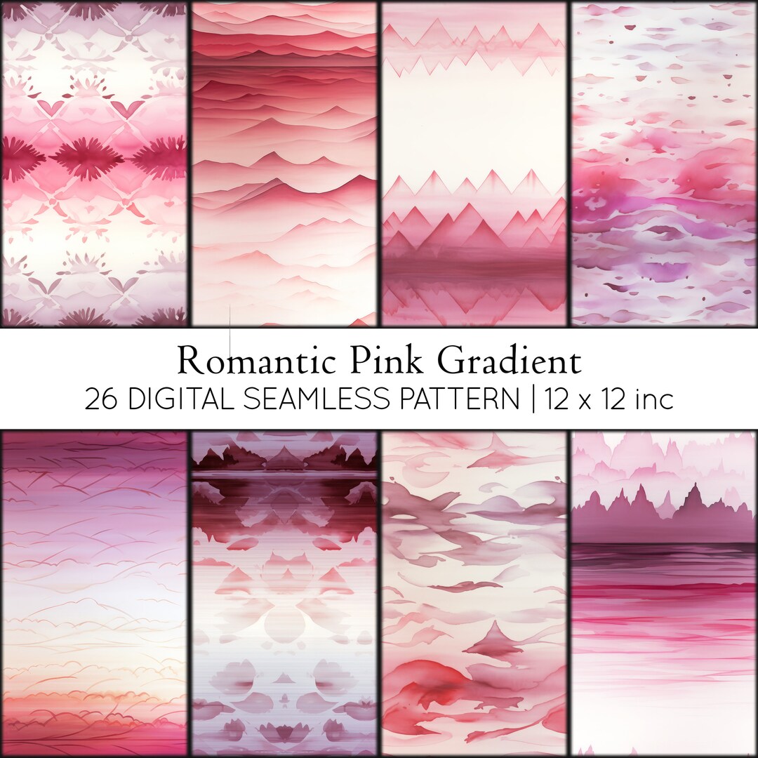 26 Romantic Pink Gradient Patterns | Seamless Digital Paper ...