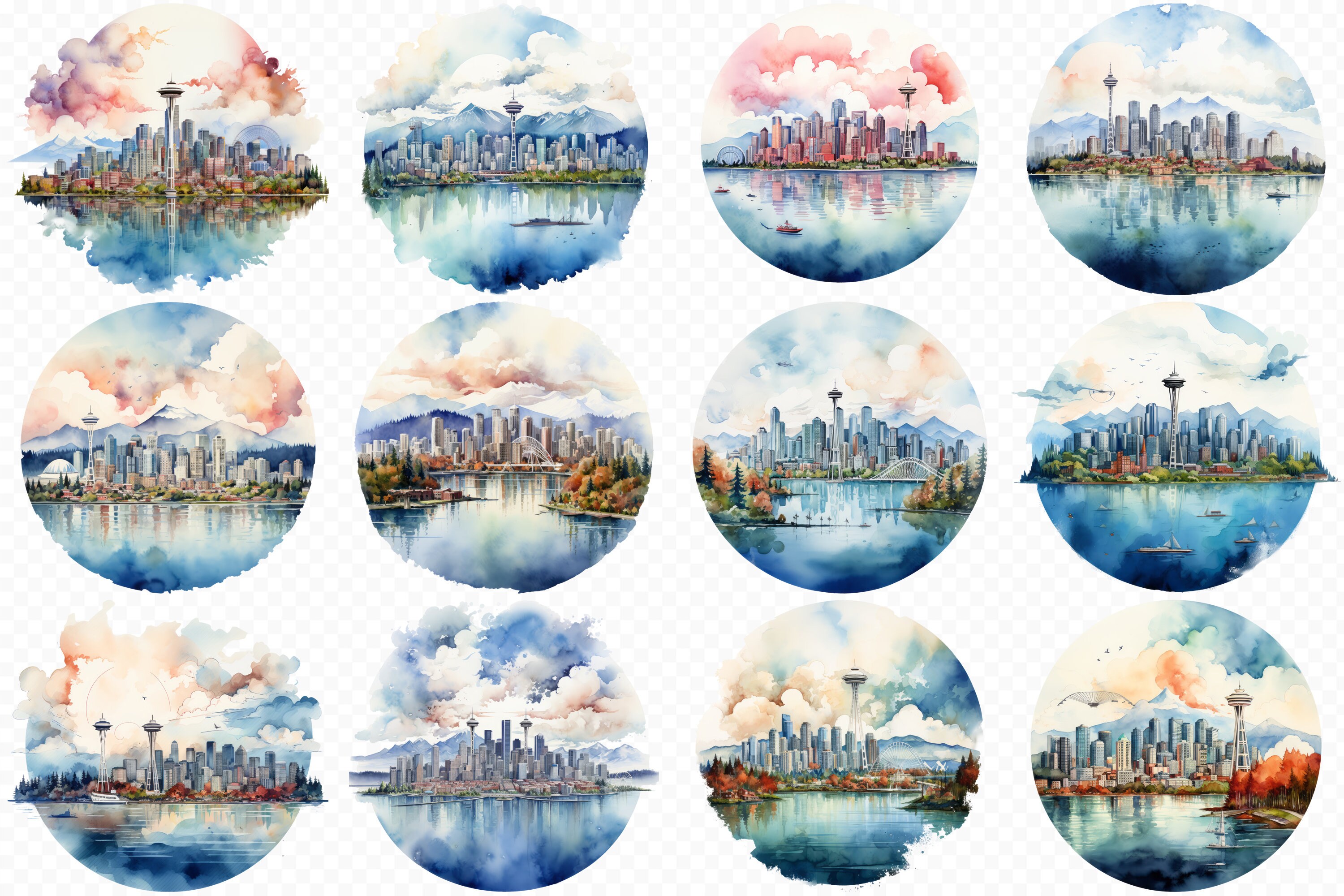 Vancouver Skyline Clipart PNG 23 Urban Cityscape Silhouette Overlay for ...