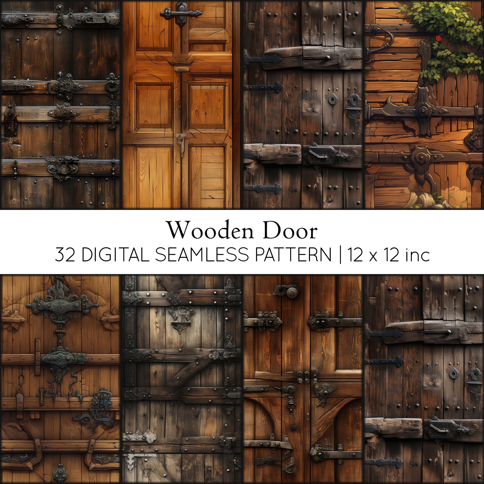 32 Wooden Door Digital Paper - Open the Door to Endless Creative ...