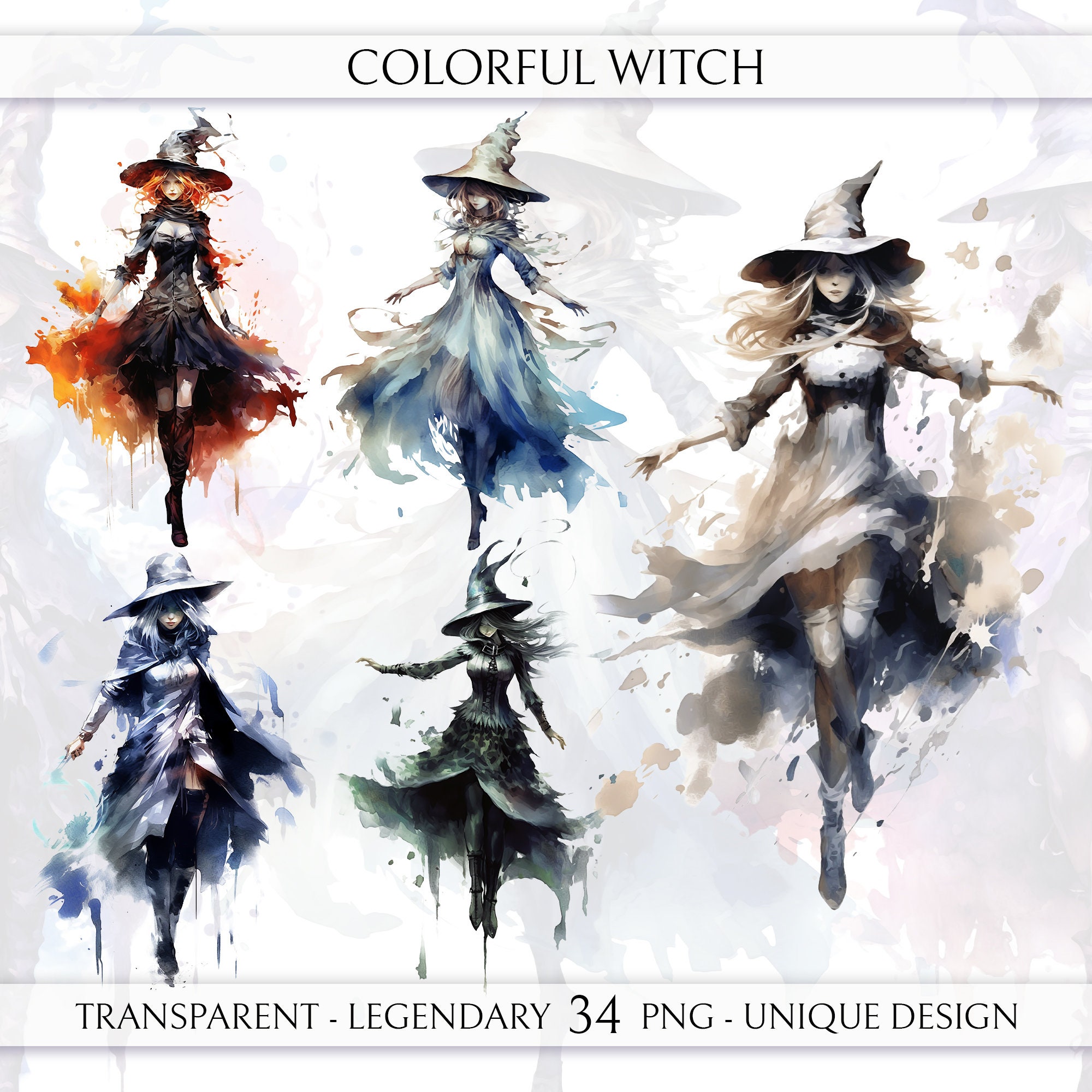Colorful Witch Witch PNG 34 PNG Legendary Art Transparent - Etsy