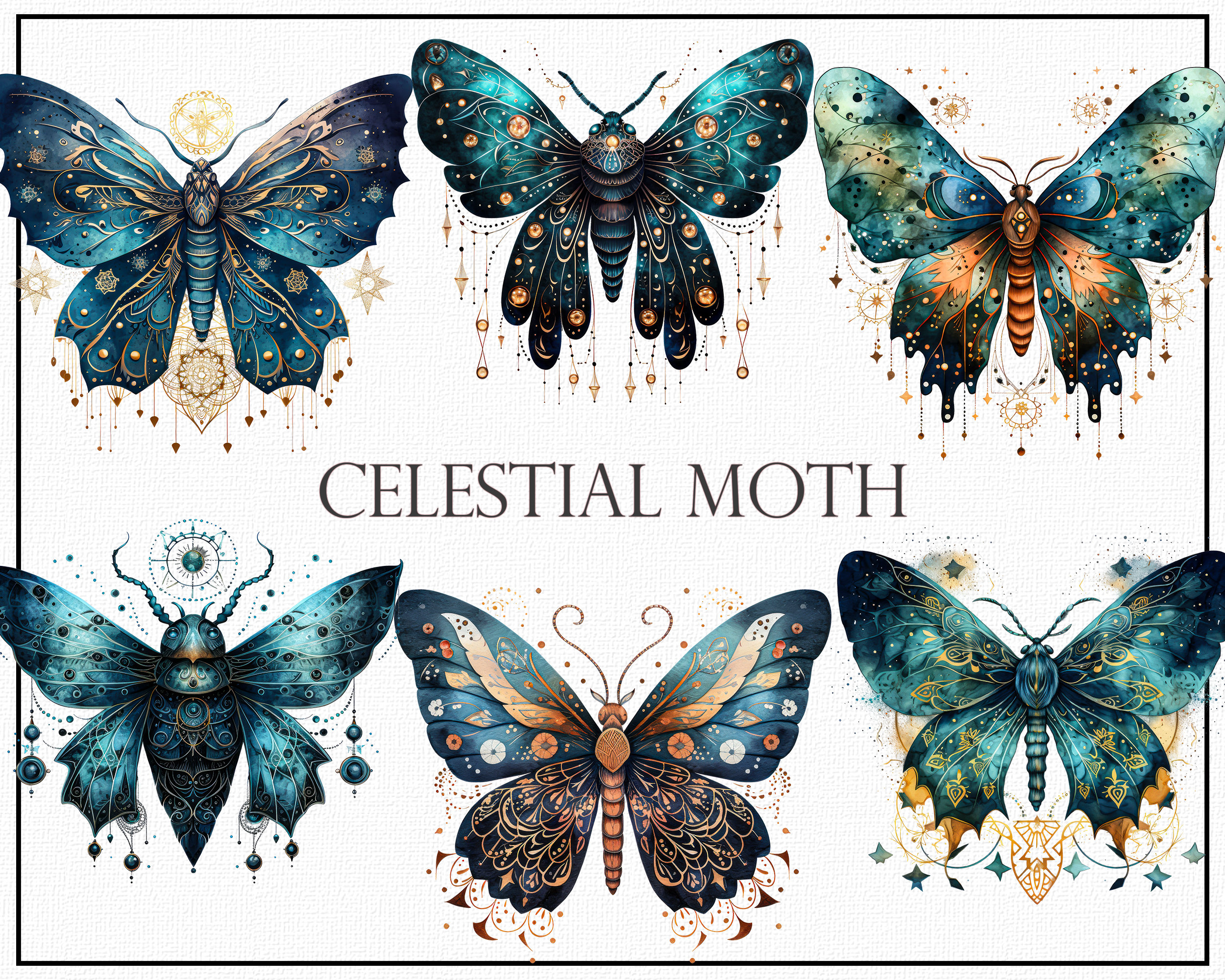 Celestial Moth Clipart Mystical Moth PNG, Ethereal Luna Moth Graphics ...