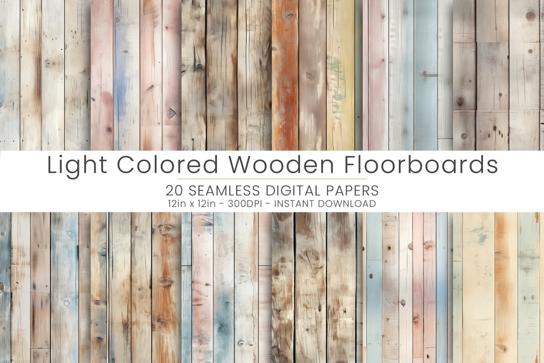 20 Light Colored Wooden Floorboards Digital Paper, Repeated Pattern ...