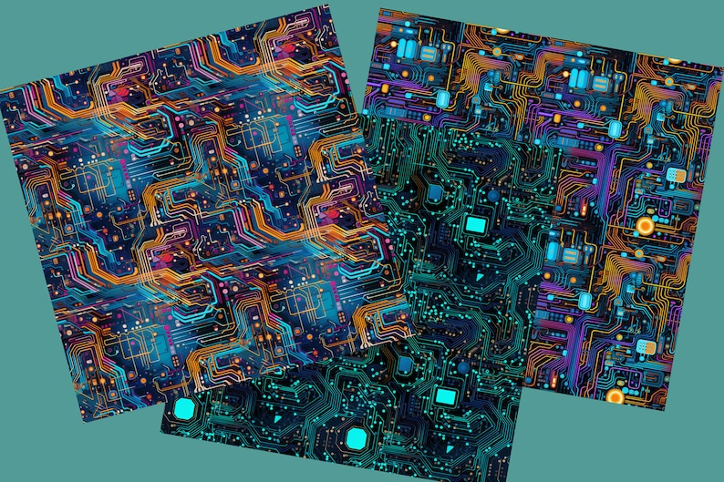 29 Circuit Board Digital Paper, JPG, Instant Download, Scrapbooking ...