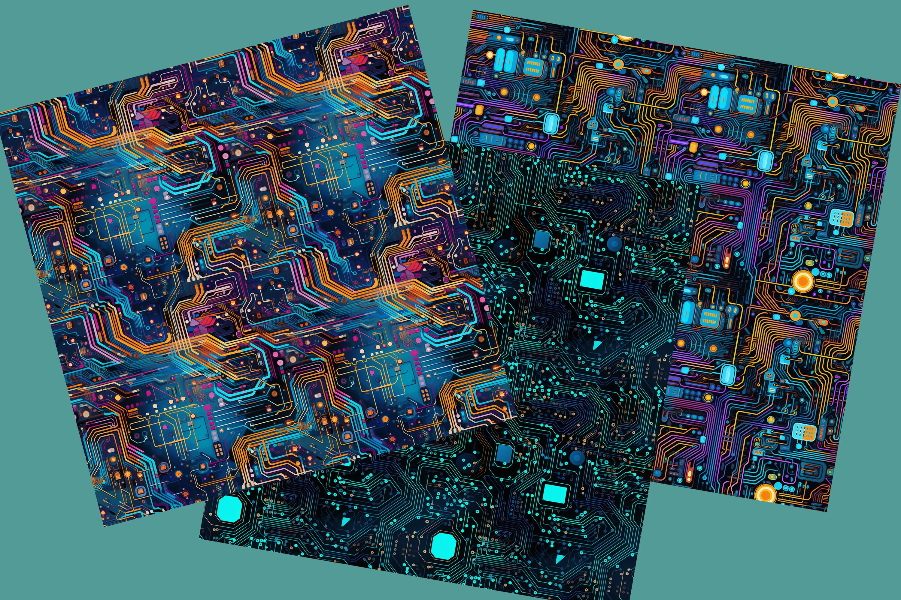 29 Circuit Board Digital Paper, JPG, Instant Download, Scrapbooking ...