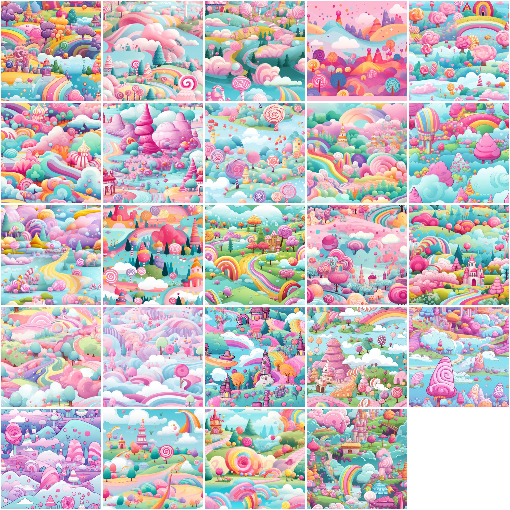 24 Candy Land and Wonderland Digital Papers, Repeatable, JPG ...