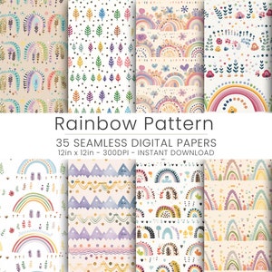35 Seamless Rainbow Patterns Digital Paper - Colorful Scrapbooking ...