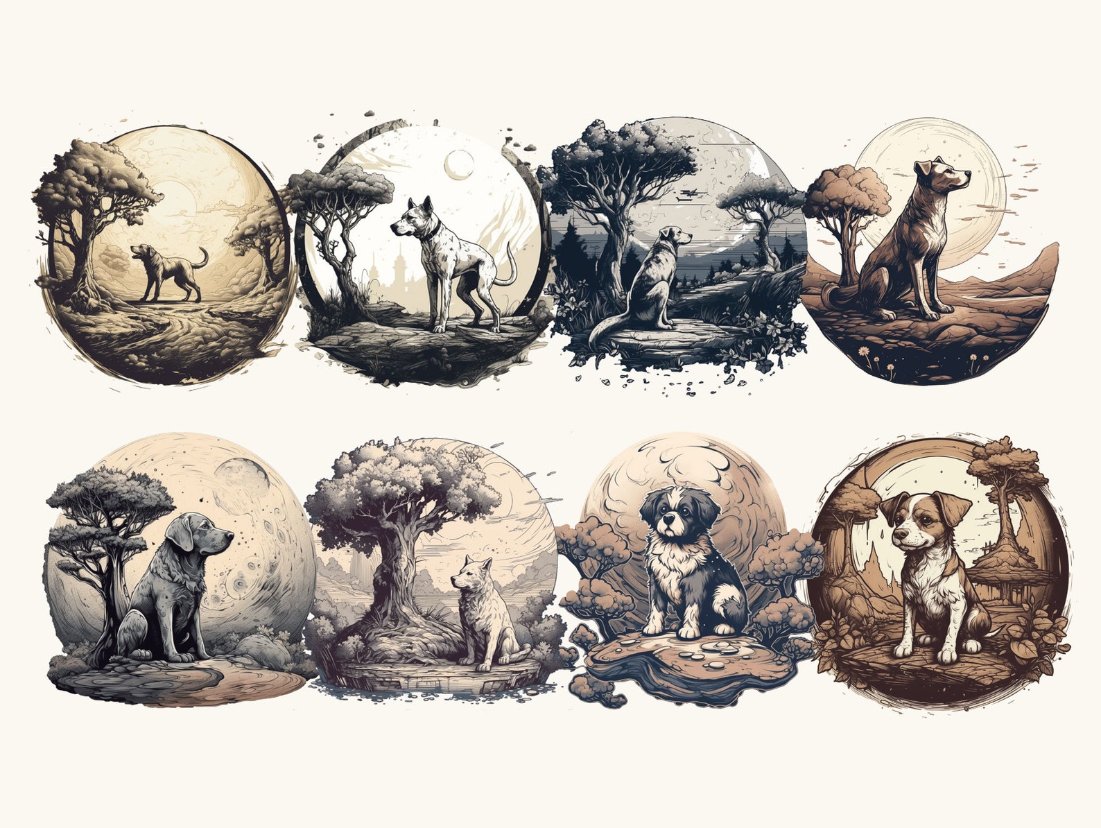 Dog Clipart Bundle Digital Dog Art Transparent Background - Etsy