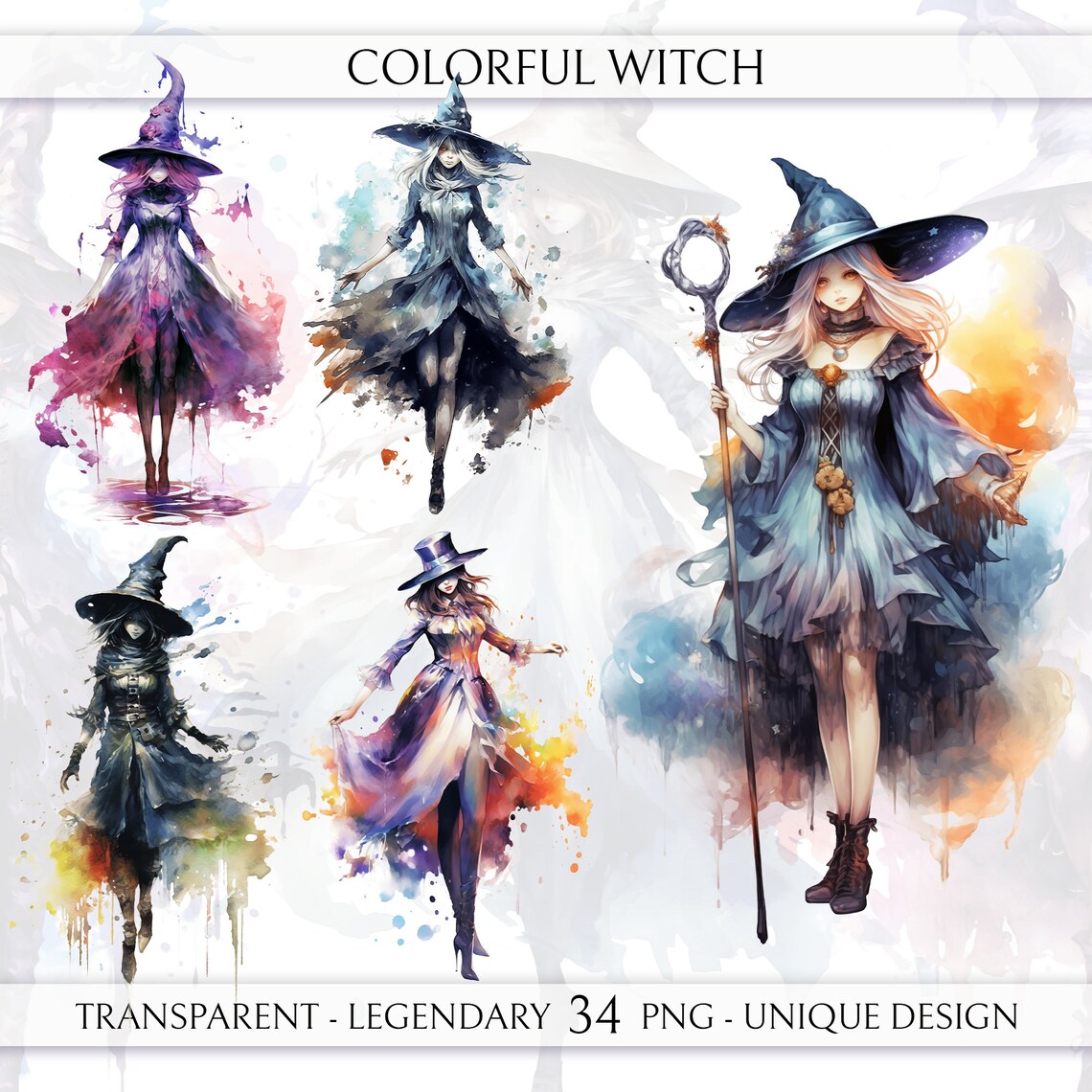 Colorful Witch Witch PNG 34 PNG Legendary Art Transparent - Etsy