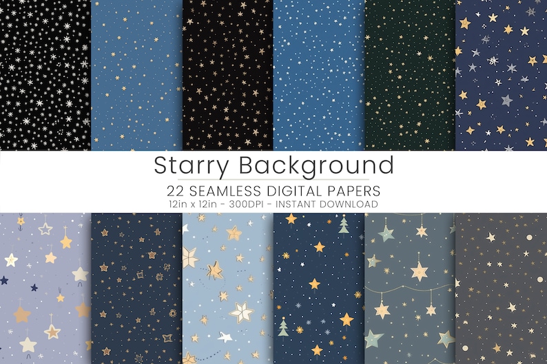 22 Starry Background, JPG, Instant Download, Scrapbooking, Repeatable ...