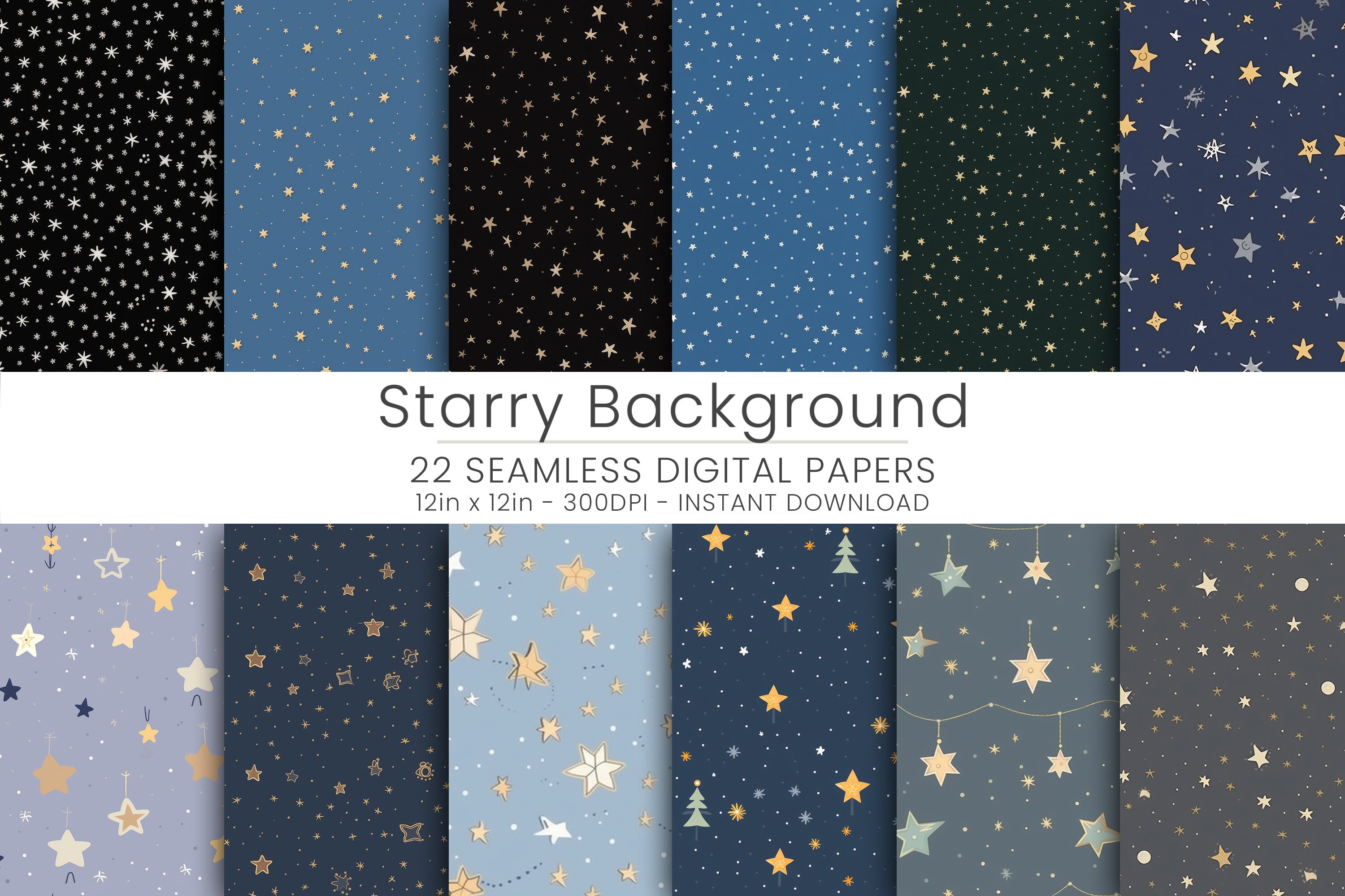 22 Starry Background, JPG, Instant Download, Scrapbooking, Repeatable ...