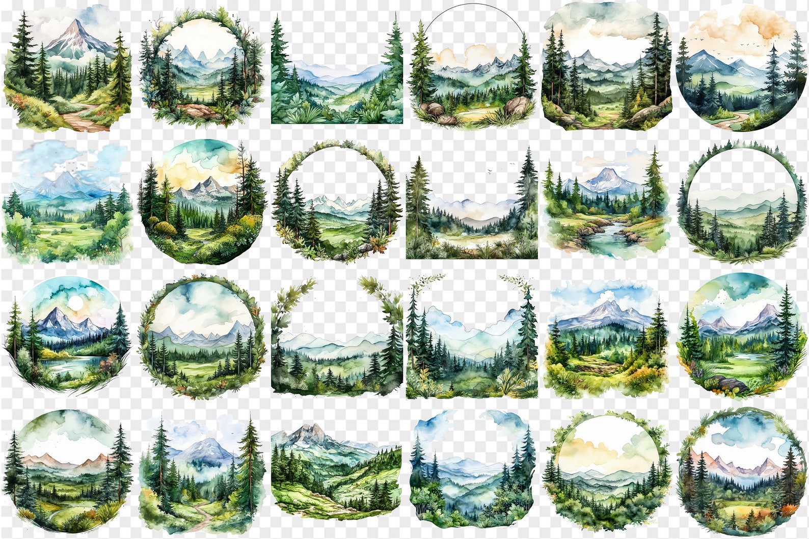 Nature Landscape Frame Clipart, 24 Scenic Borders Collection, Landscape ...