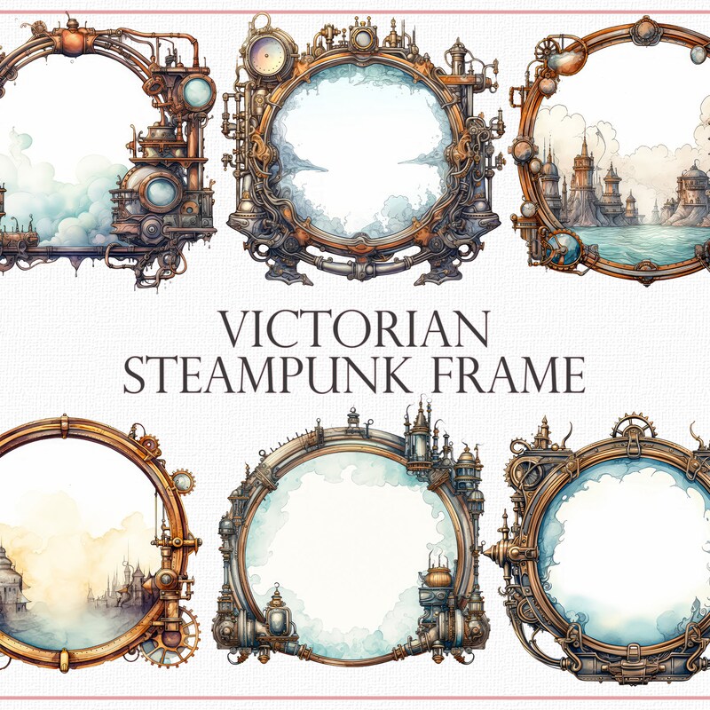 Steampunk Border and Frame Clipart - Etsy UK